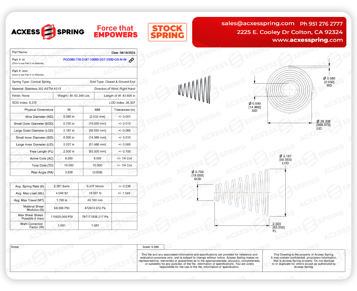 Stock Conical Tapered Compression Springs