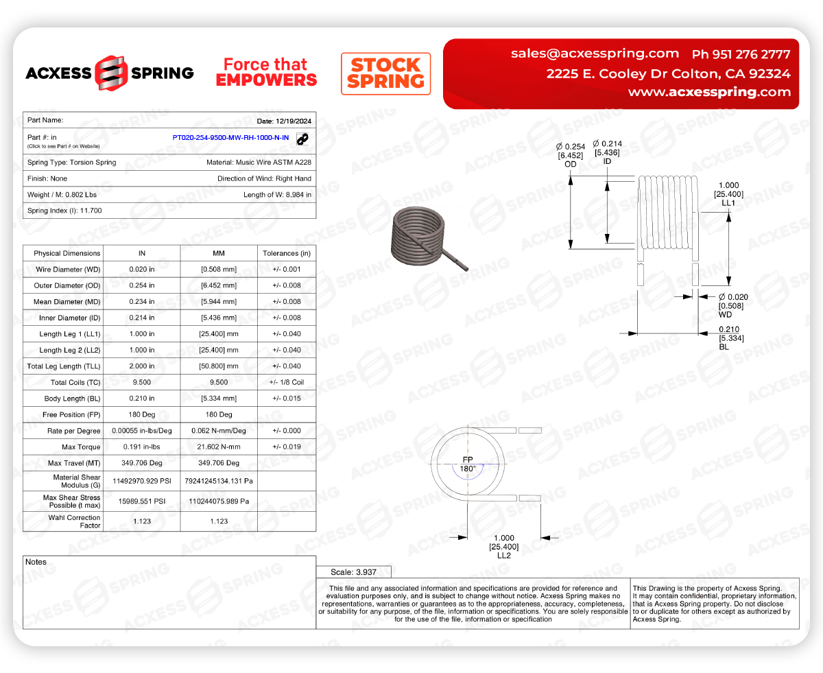 Stock Small Torsion Springs for Sale
