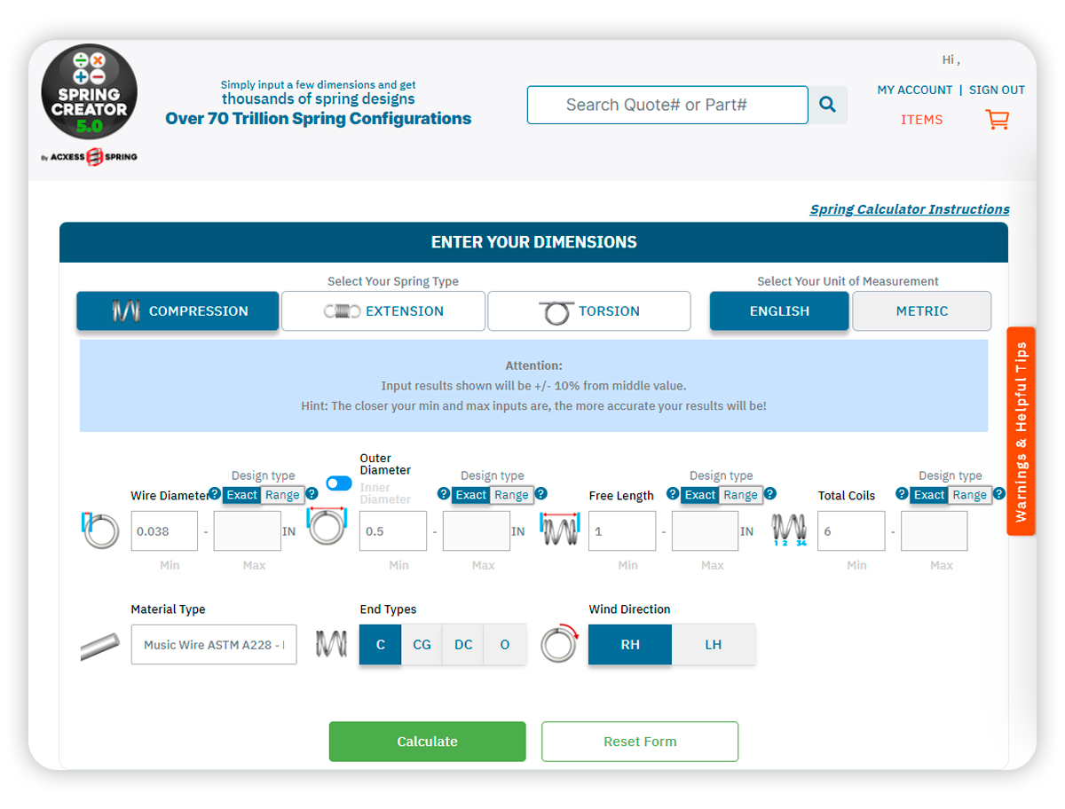 Find the Right Compression Spring with Spring Finder 5.0