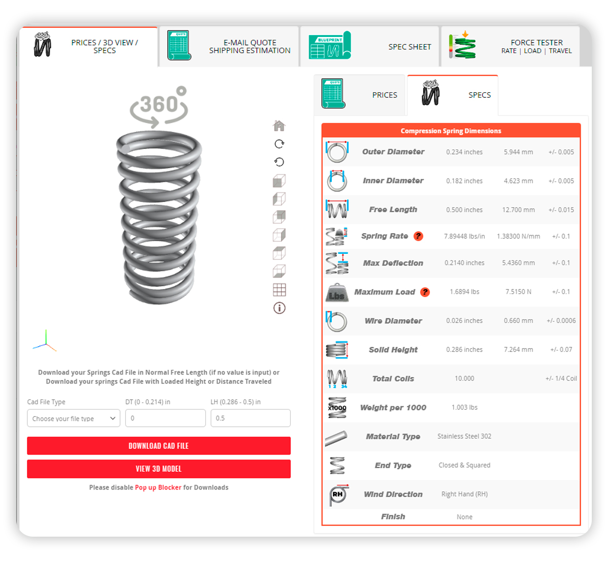 Find the Right Compression Spring with Spring Finder 5.0